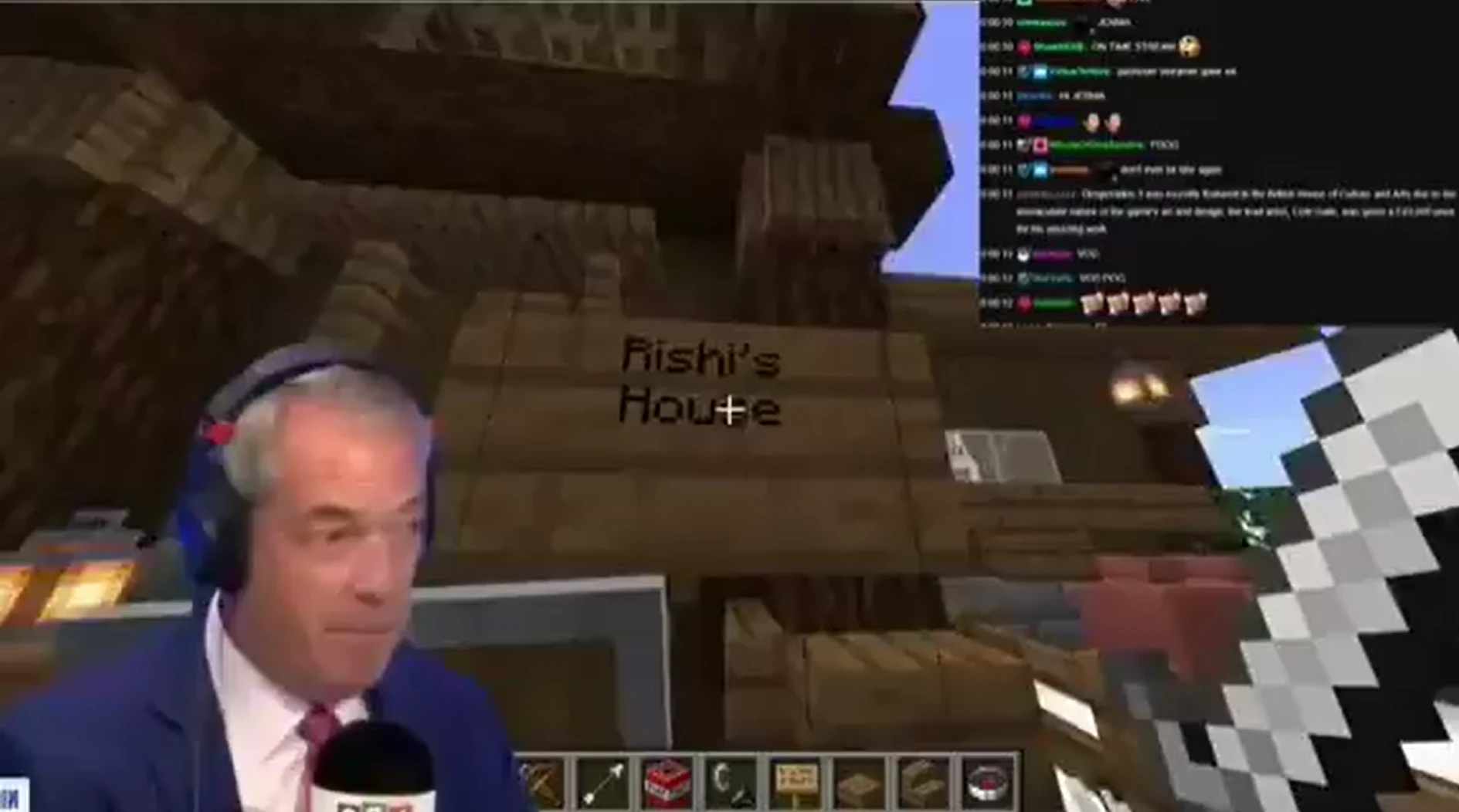 Nigel Farage blows up Rishi Sunak's server house (in Minecraft)